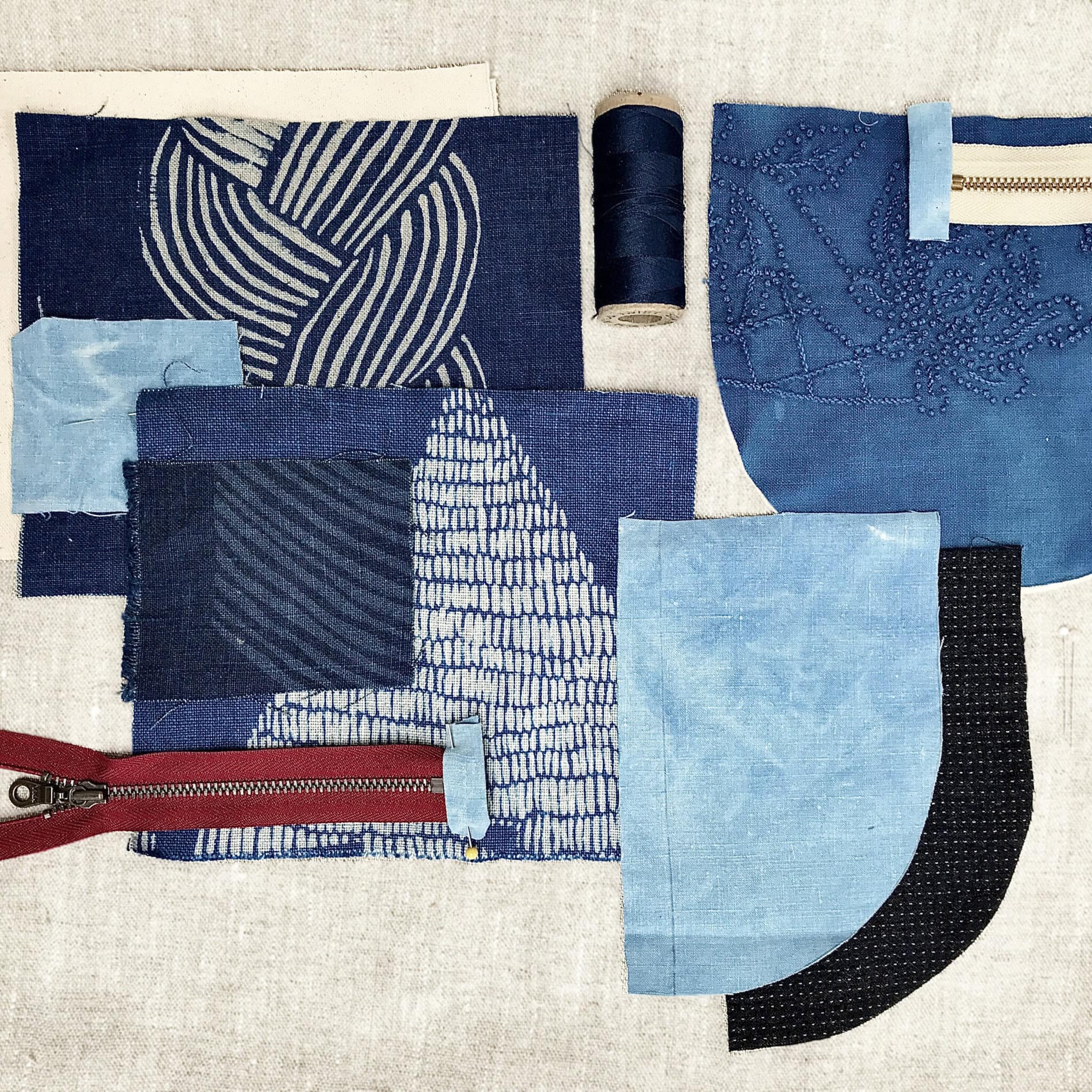 Quilted Hand Stitched Zipper Pouch - Tatter