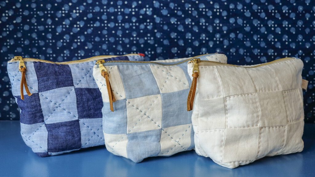 Quilted Hand Stitched Zipper Pouch - Tatter
