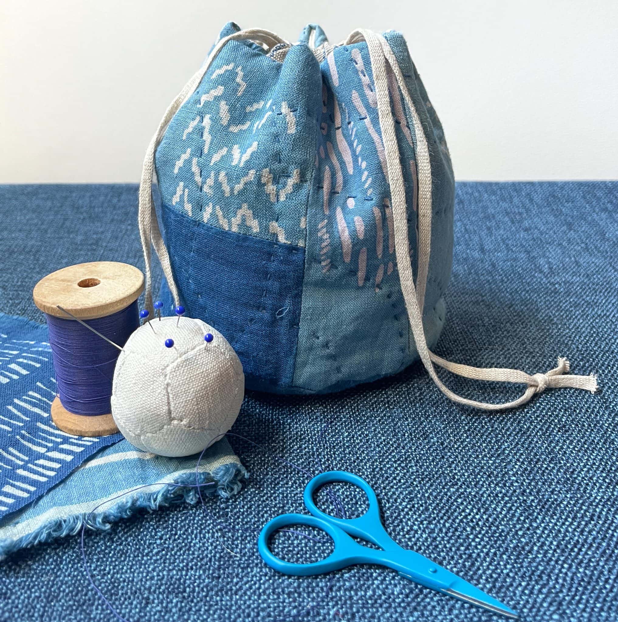 Hand-Stitched Quilted Drawstring Bag - Tatter