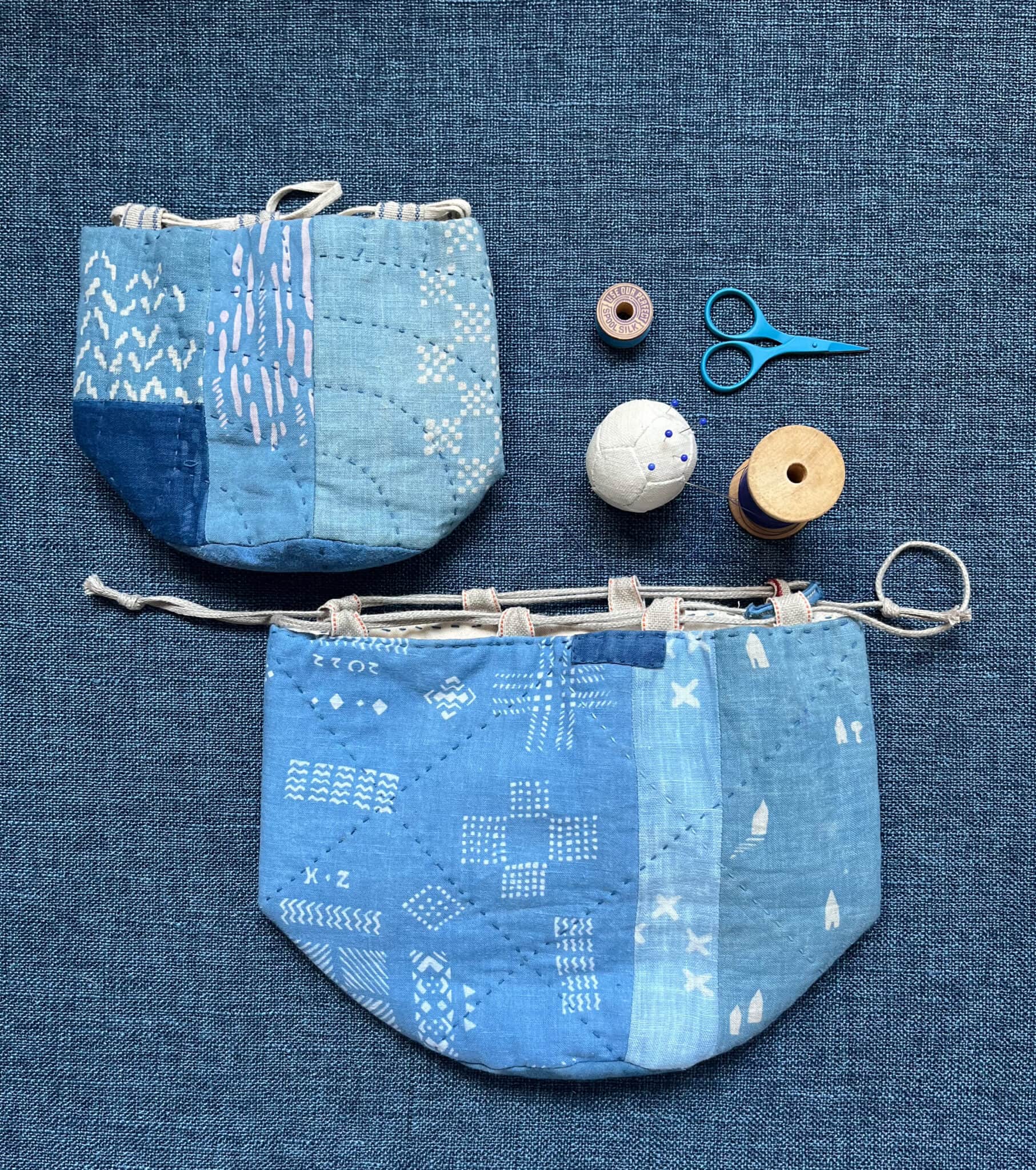 Hand-Stitched Quilted Drawstring Bag - Tatter